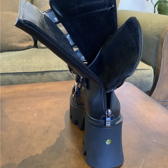 Shoes | Nwb Chunky Studded Platform Combat Biker Goth Boots | Poshmark